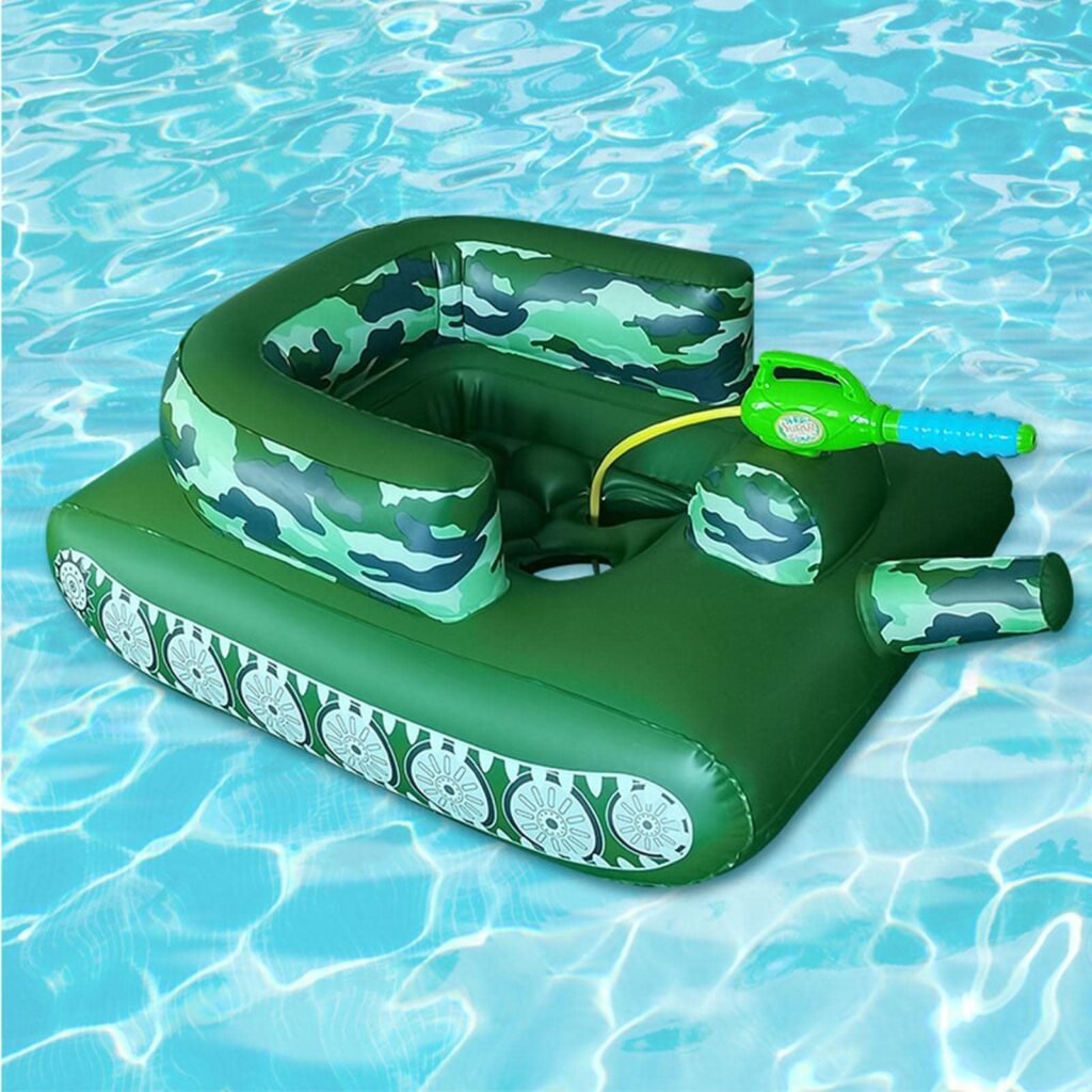 Inflatable Tank Pool Float with Water Gun, Tank Ship Pool Floats for ...